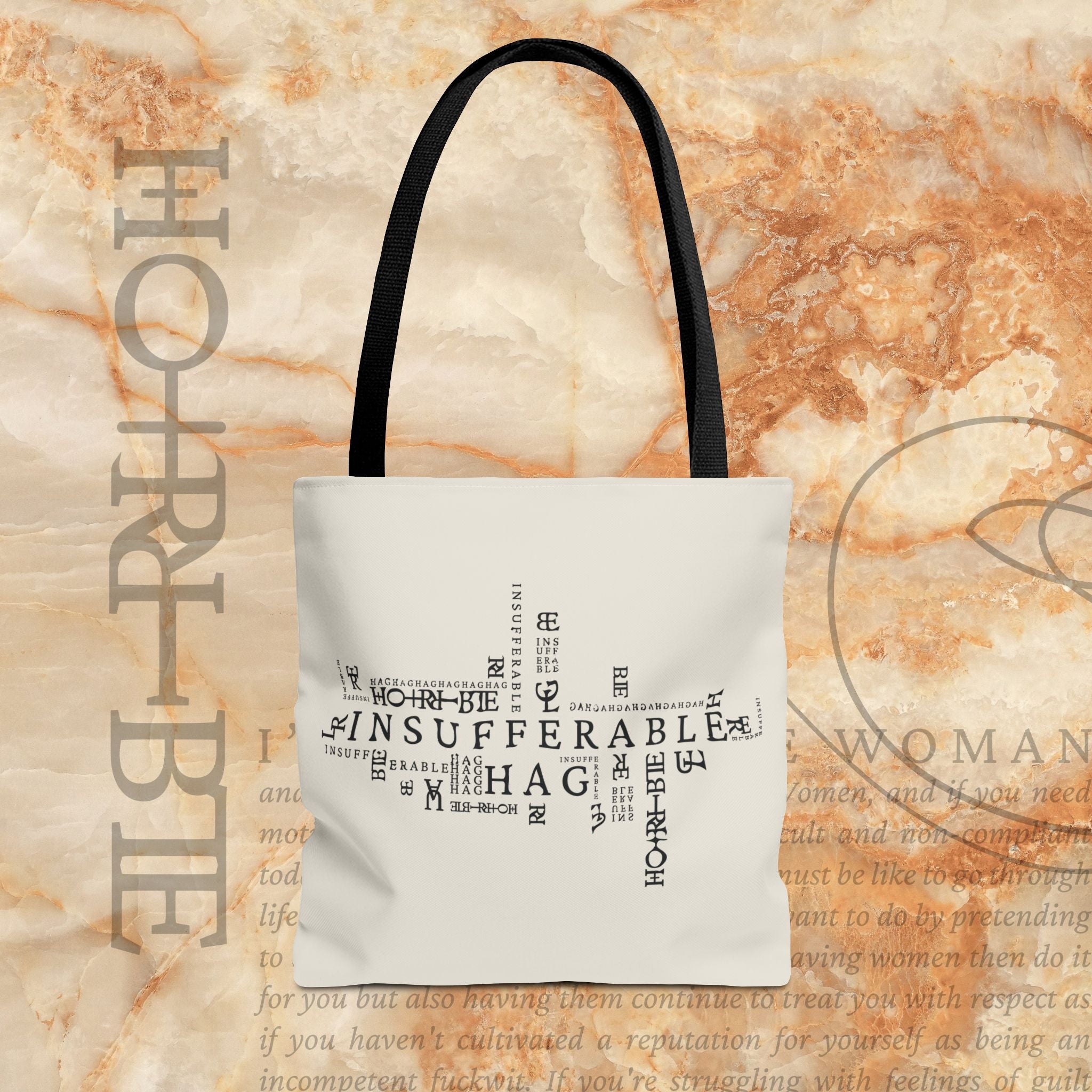 "Insufferable Hag" - White Tote Bag – Horrible Mean Bad Woman